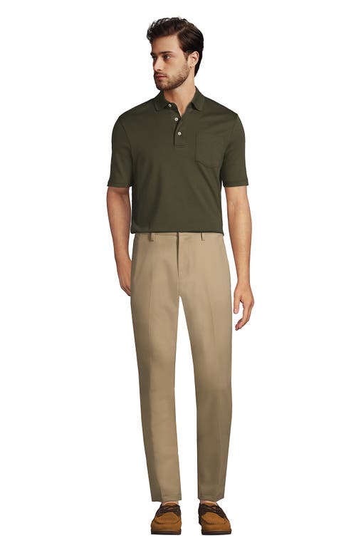 LANDS' END short sleeve cotton supima polo shirt with pocket
